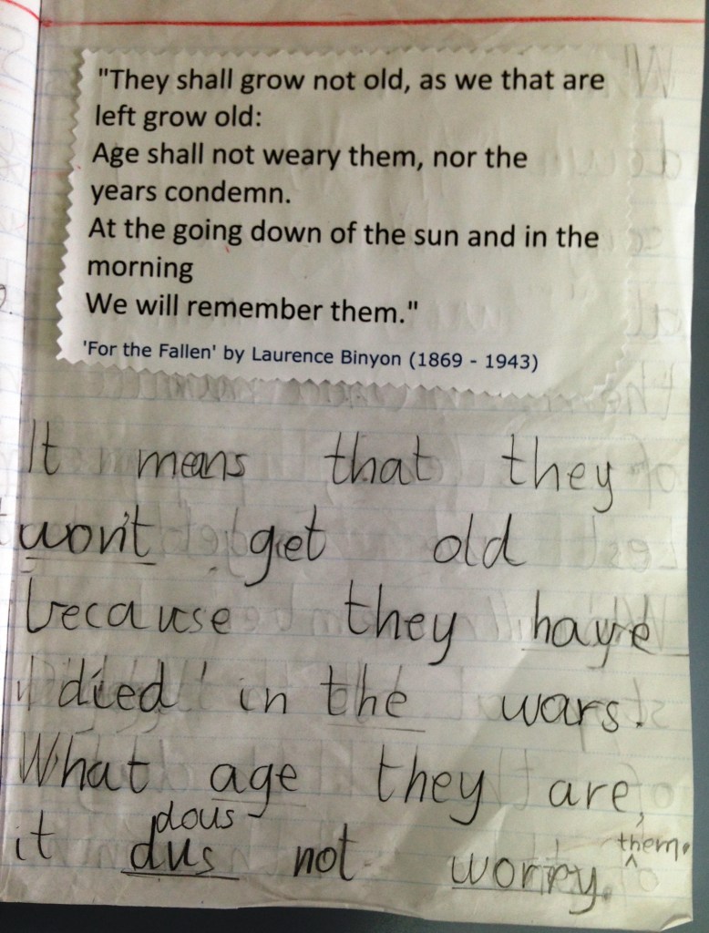 A written response to the Ode from For The Fallen by Laurence Binyon: 6 ...